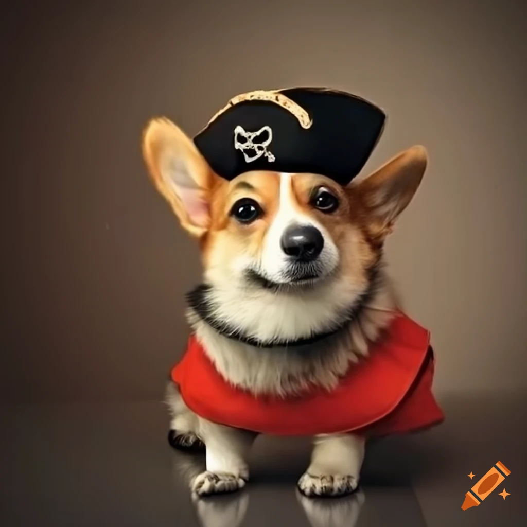 Corgi dressed as a pirate on Craiyon