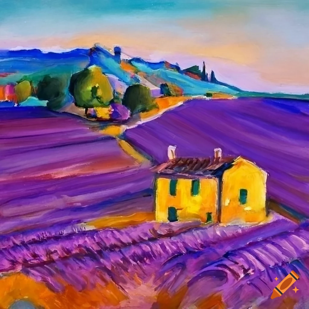Provence landscape with French country house and lavender fields in ...