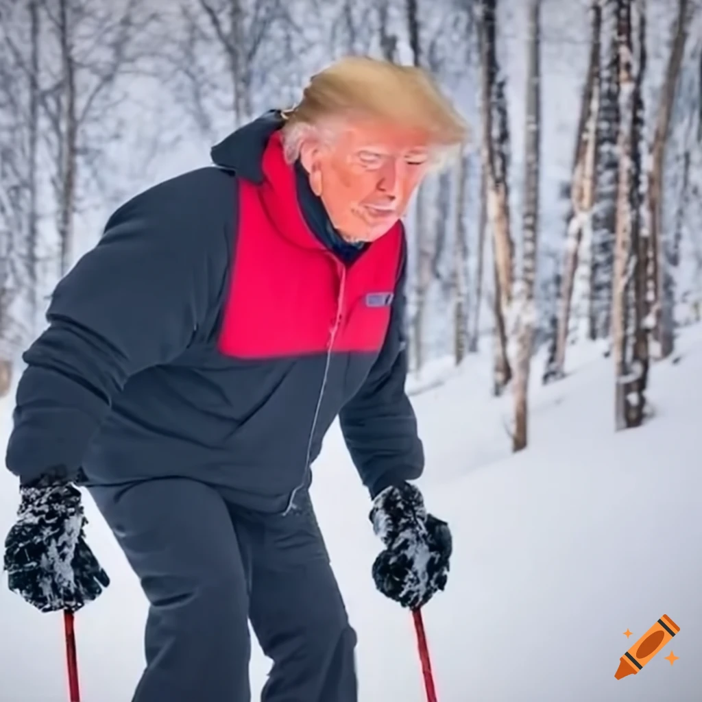 Donald Trump skiing in winter landscape on Craiyon