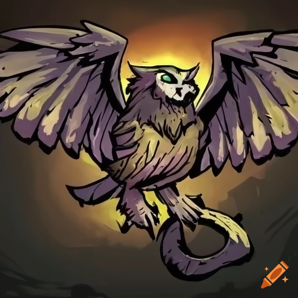 Mythical owl-wolf hybrid creature in darkest dungeon style on Craiyon