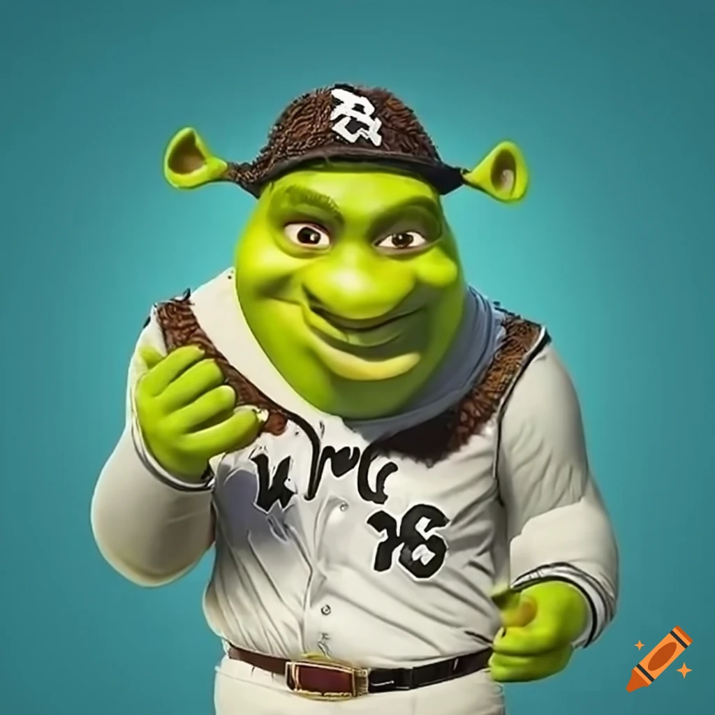 Shrek wearing a White Sox jersey on Craiyon