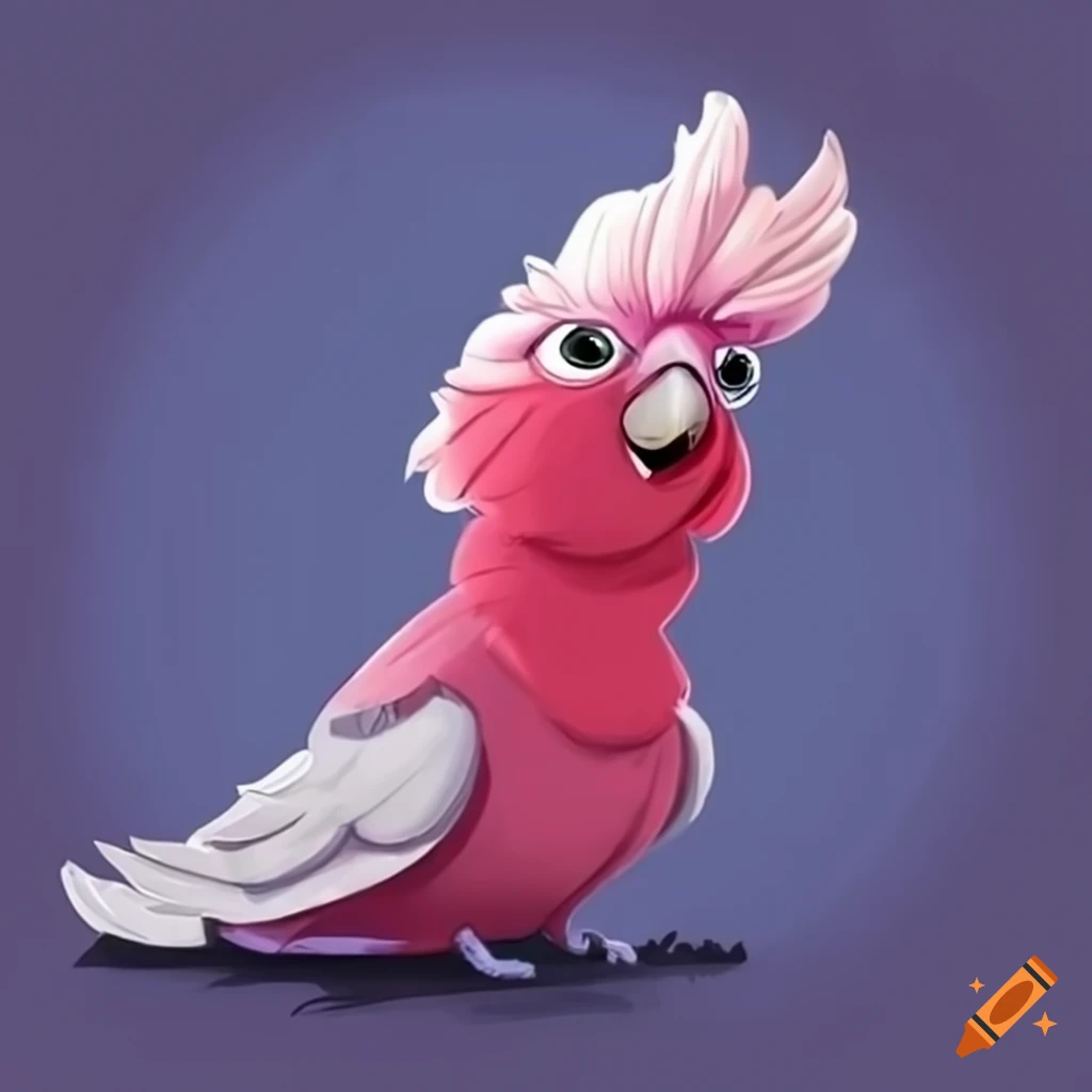 Pixar style cartoon of a sneaky galah on Craiyon
