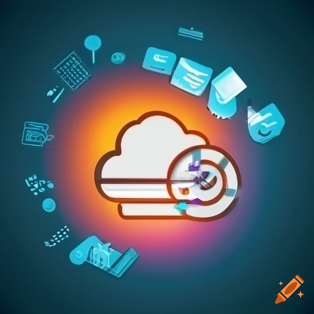 Data backup cloud storage and computer icons on Craiyon