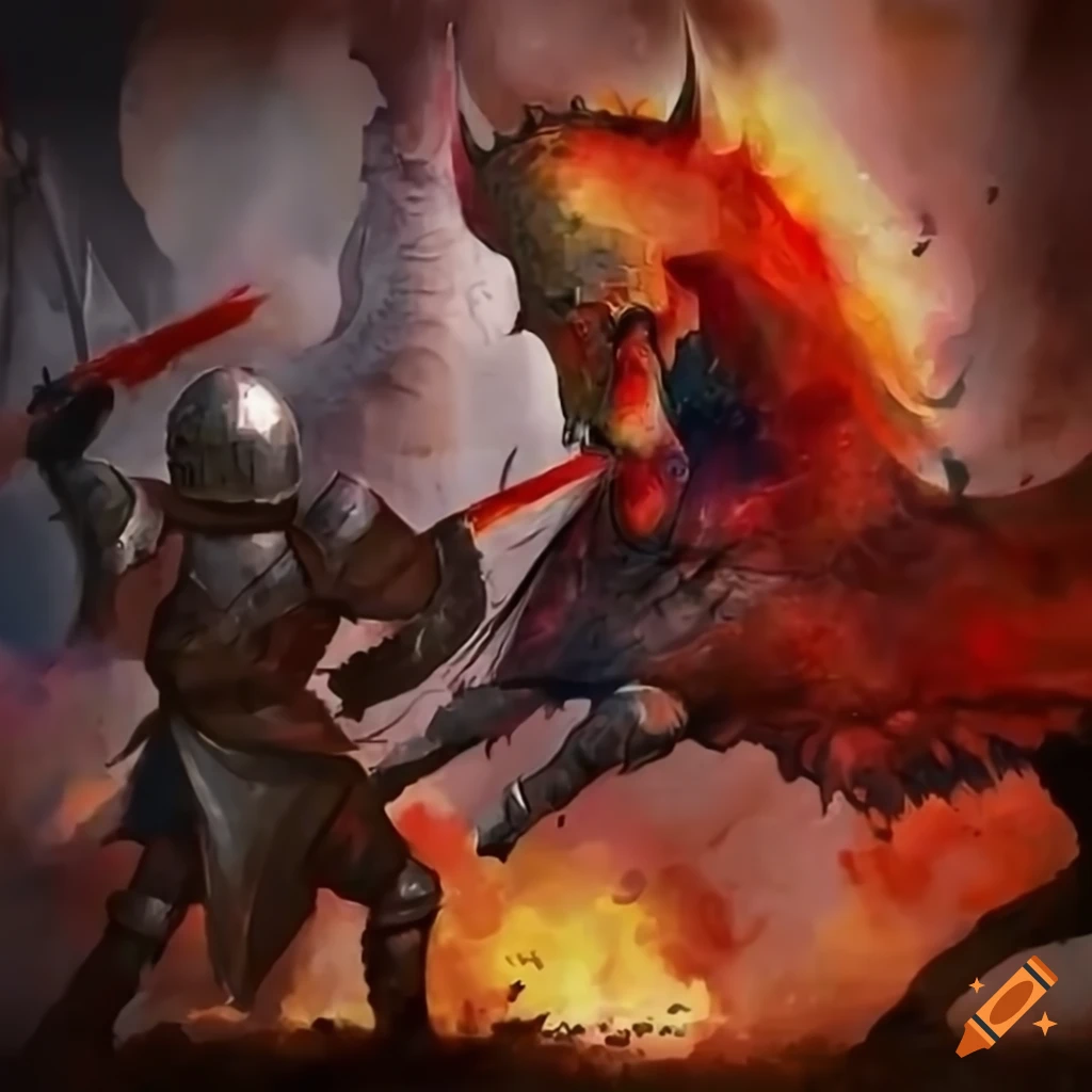 Knight battling a devil on Craiyon