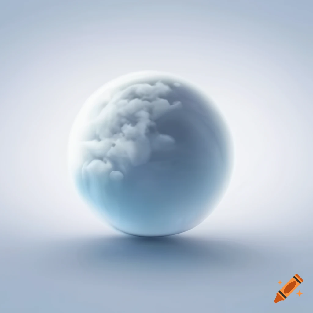White smoke sphere floating on a white background on Craiyon