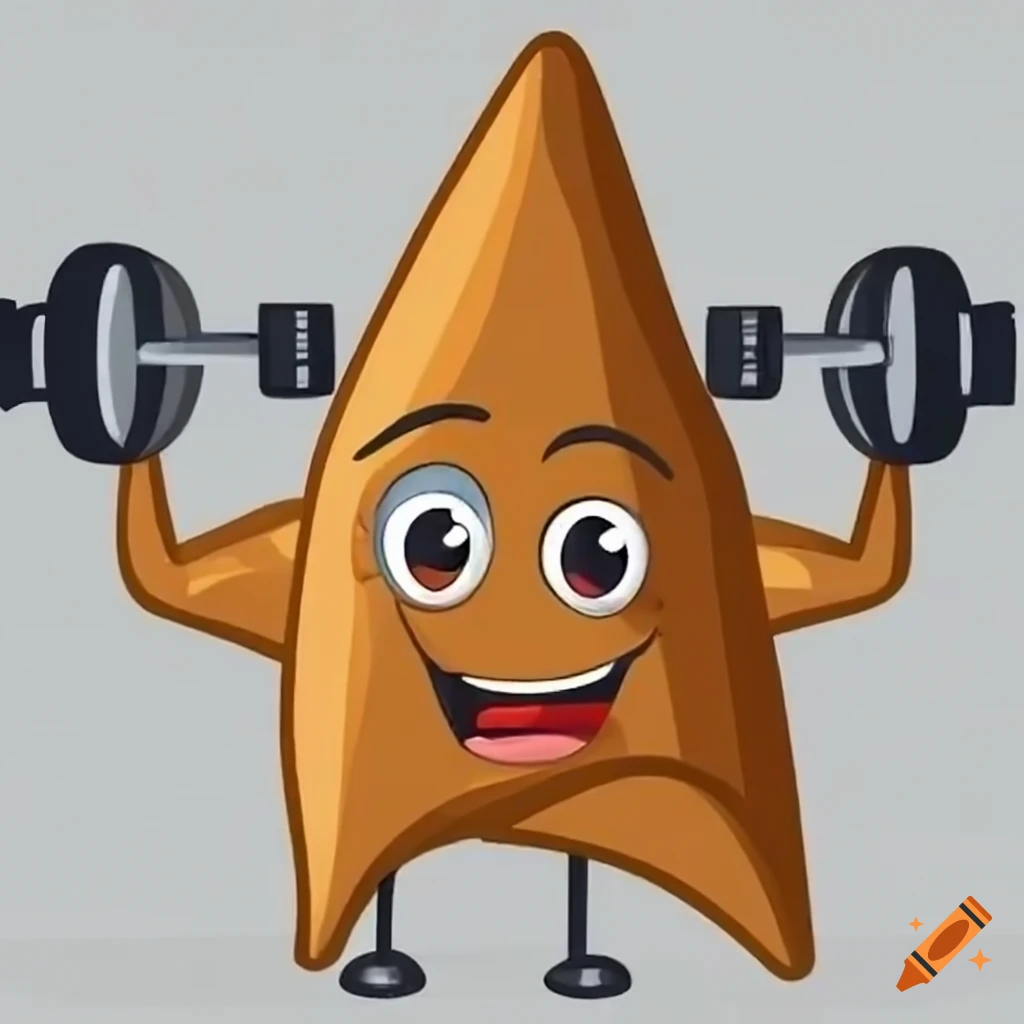 Funny samosa character with barbell on Craiyon