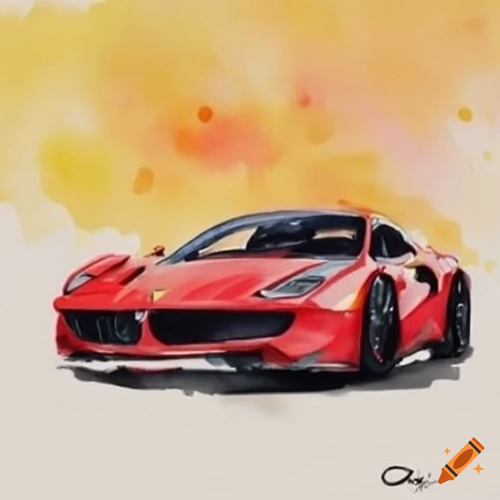 Ferrari in watercolor on Craiyon