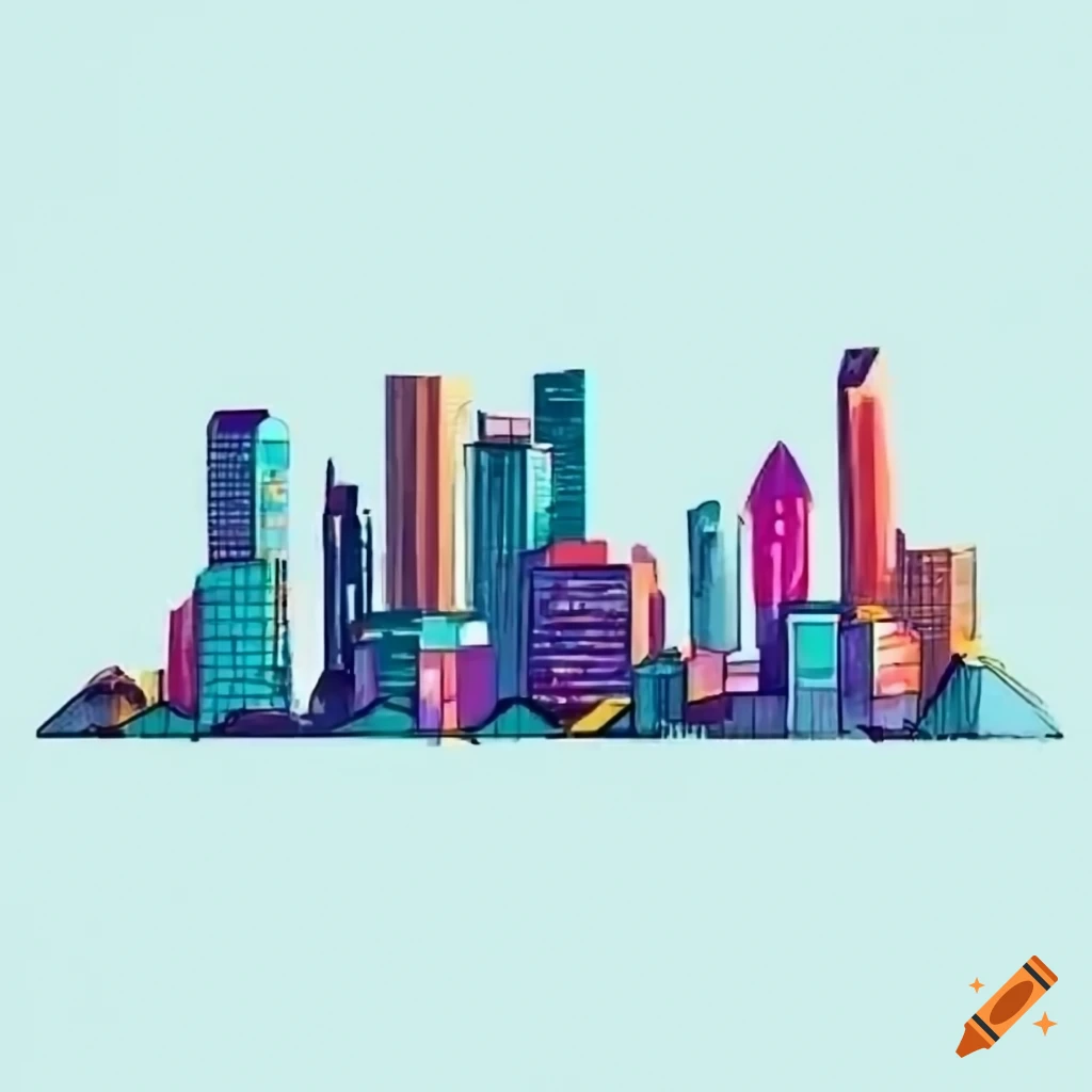 Cityscape drawing with basic quadrilateral shapes on Craiyon