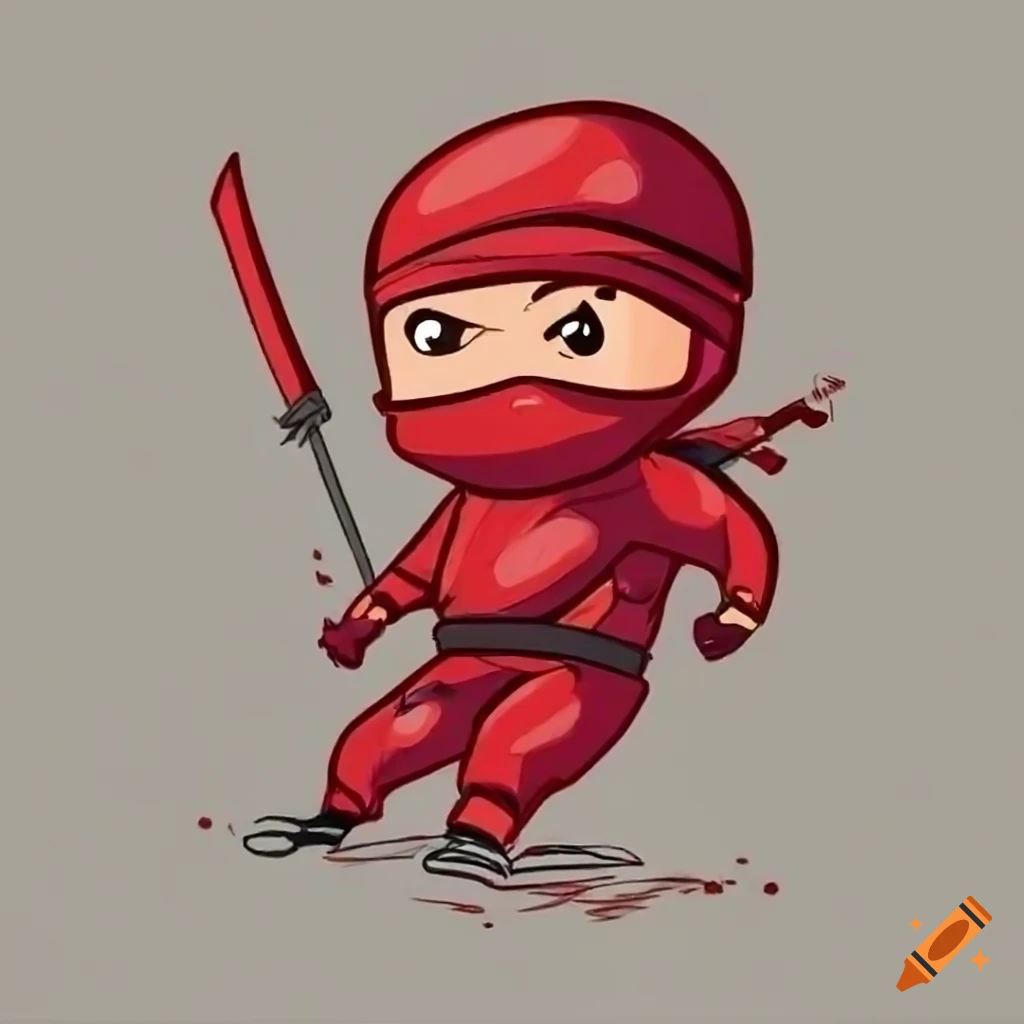 Red ninja in a drawing style on Craiyon