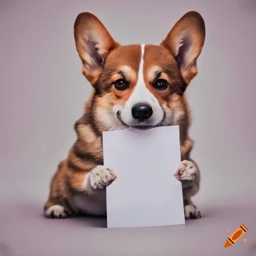 Sad corgi holding a white paper with yes written on it on Craiyon