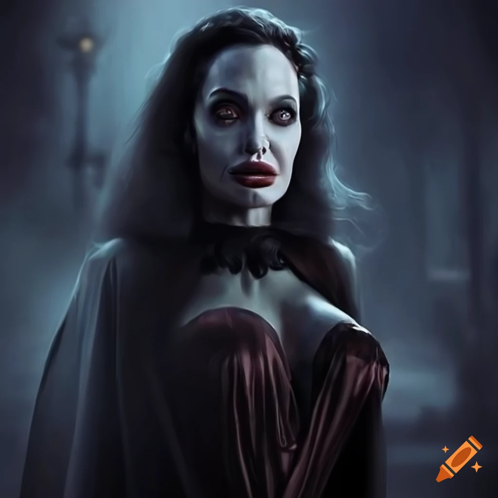 Intricately detailed portrait of vampire countess in dark satin ...