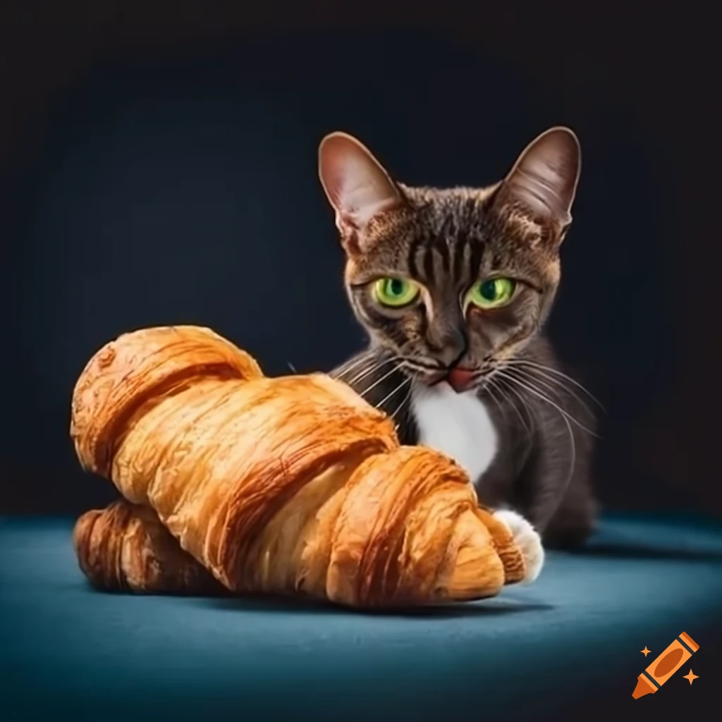 Two french cats enjoying croissants on Craiyon