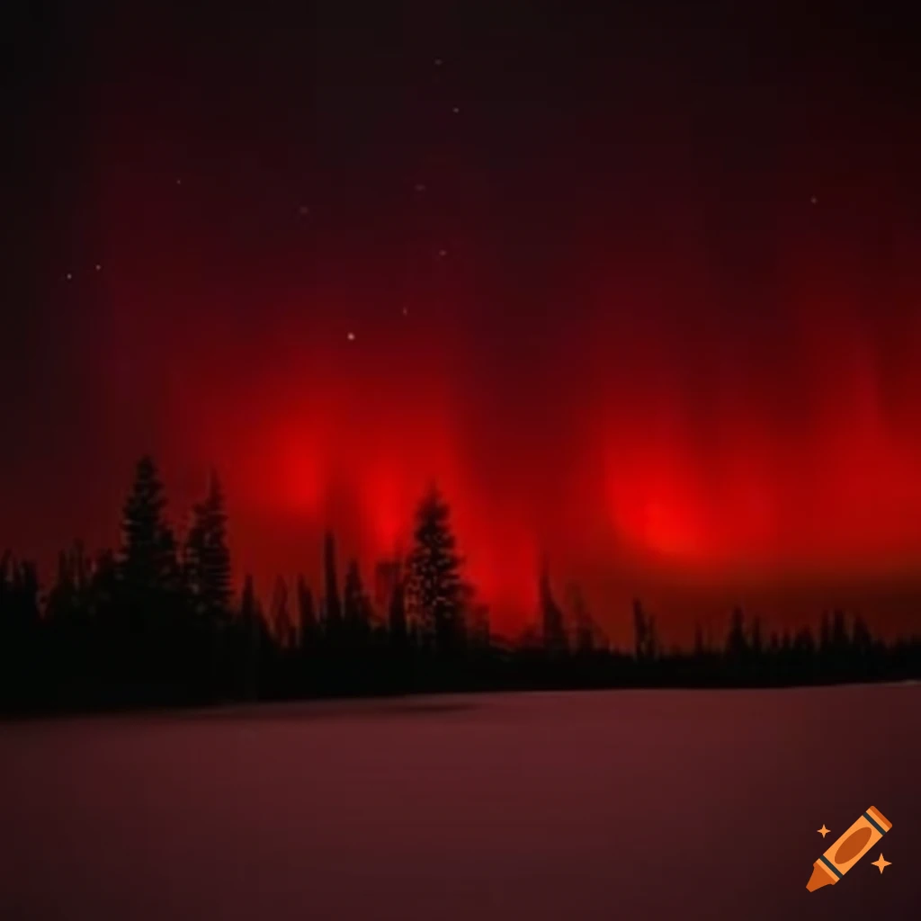 Blood red aurora borealis phenomenon on Craiyon