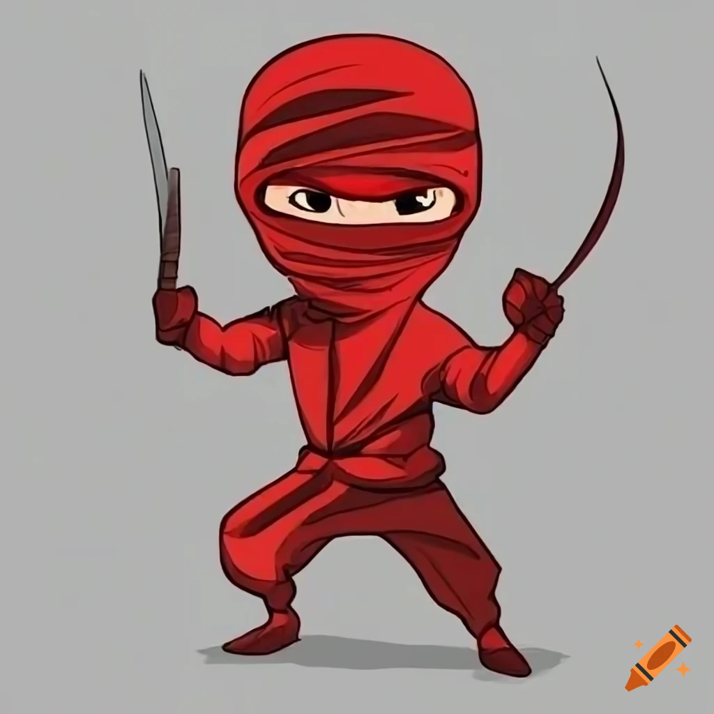 Outline drawing of a red ninja on Craiyon