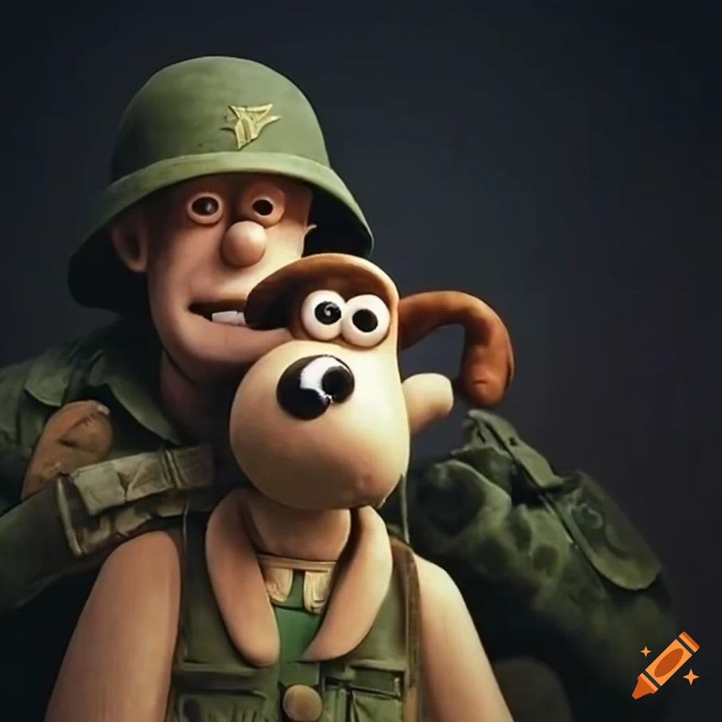 Wallace and gromit in a historical war setting on Craiyon