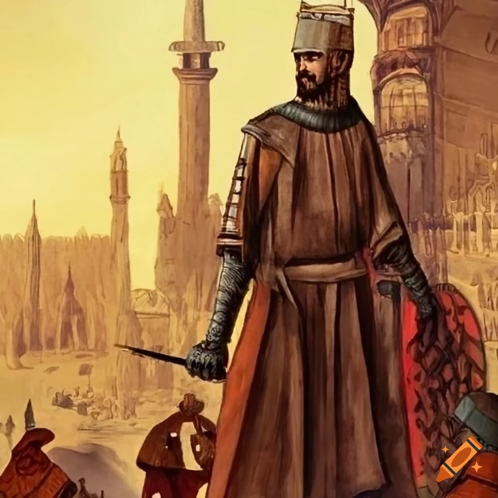 Medieval illustration of the historic crusades journey to the holy land ...