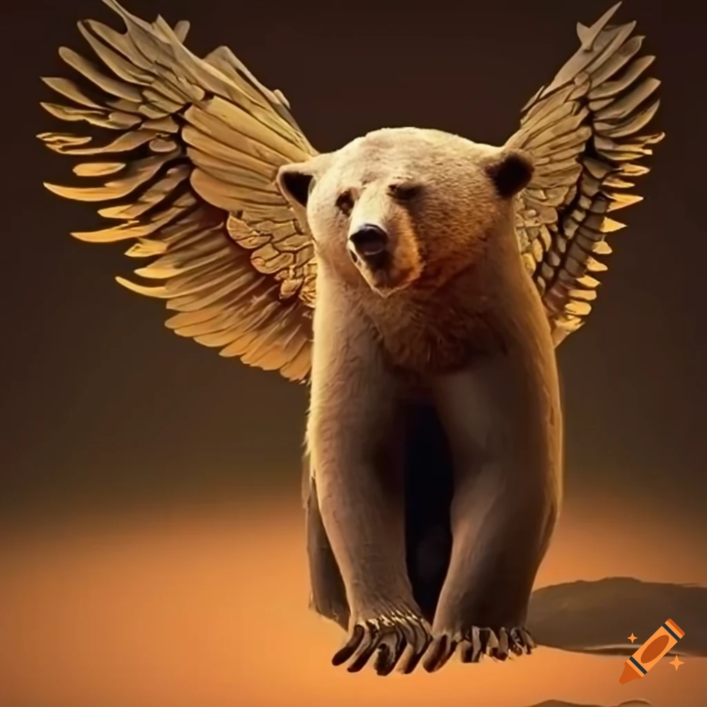 Winged bear in the desert on Craiyon