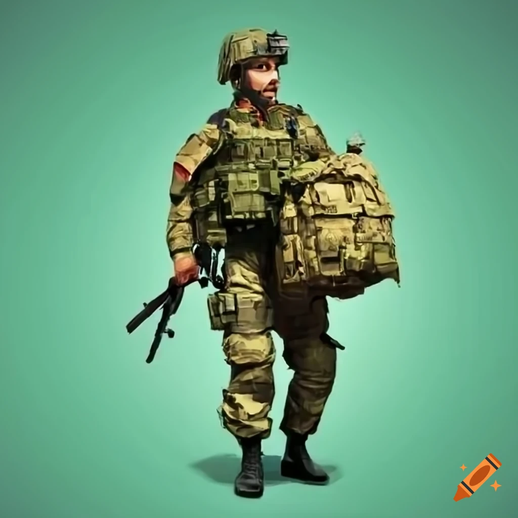 Soldier with a big backpack on Craiyon