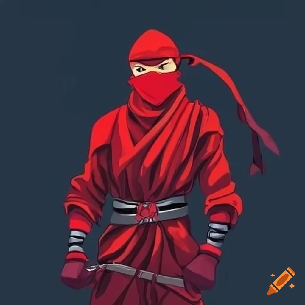 Outline drawing of a red ninja on Craiyon