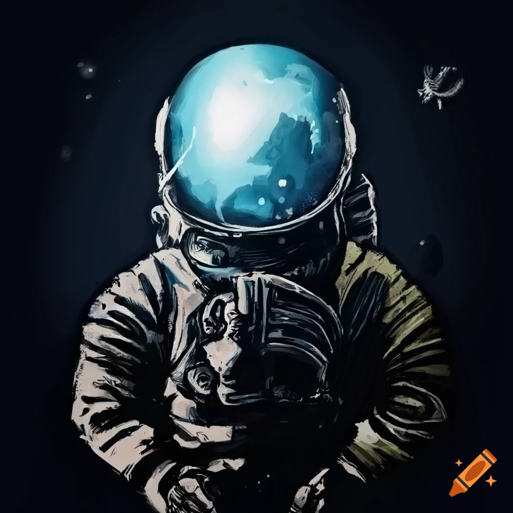 Dramatic astronaut drawing on Craiyon