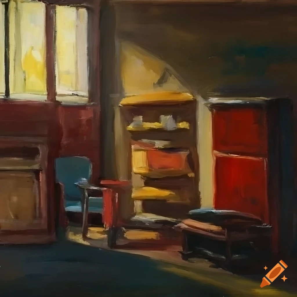 Vintage garage workshop in edward hopper style painting on Craiyon