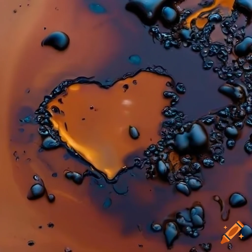 Heart shape formed by oil spill aftermath on Craiyon