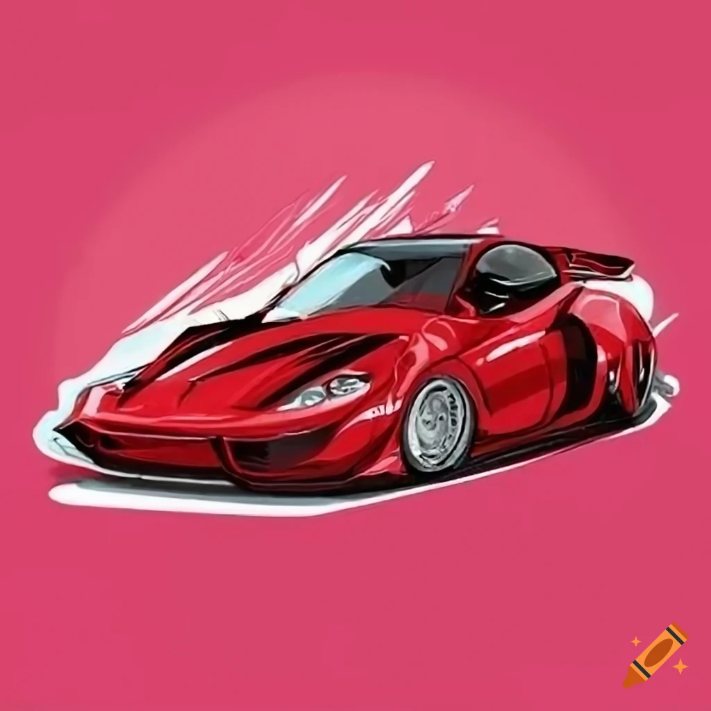 Drawing of a red car racer on Craiyon