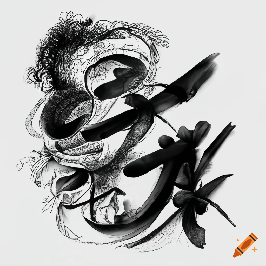 Chinese style writing on a white background on Craiyon