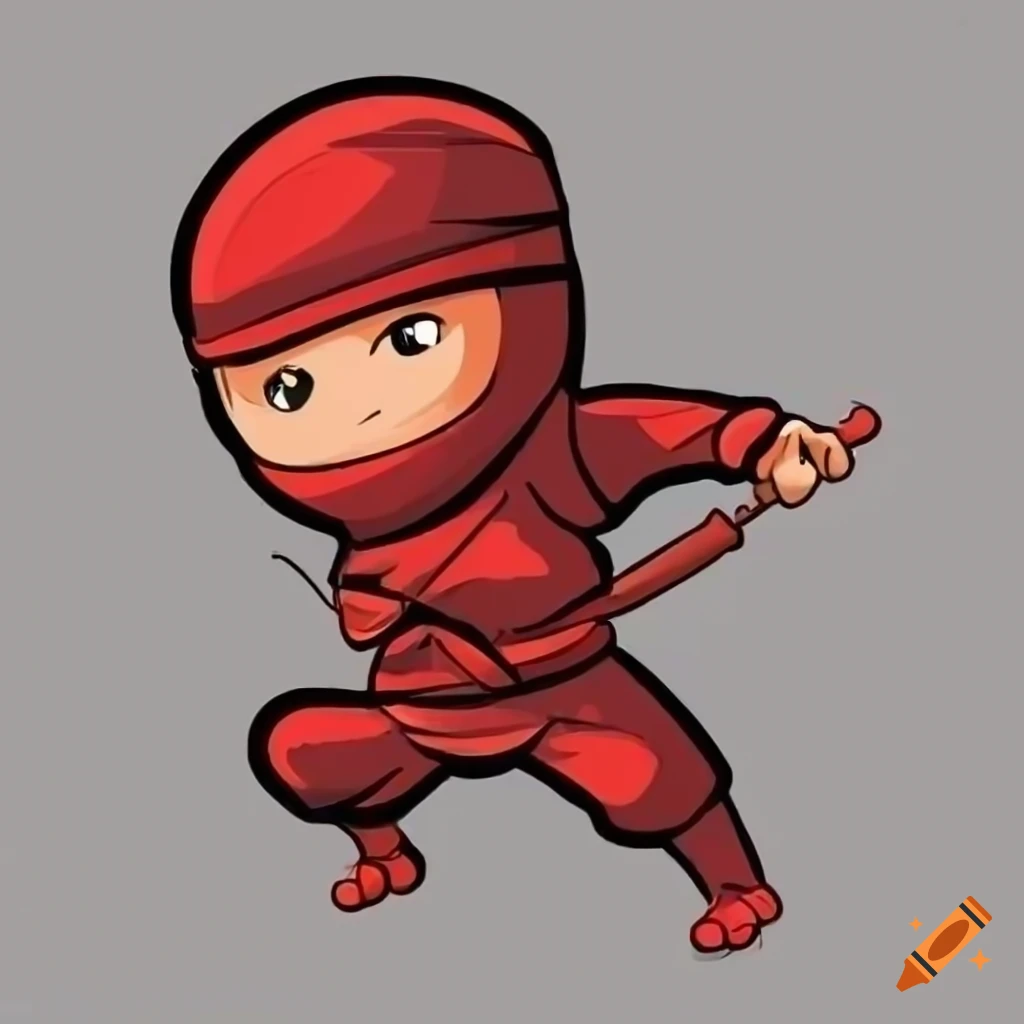 Outline drawing of a red ninja on Craiyon