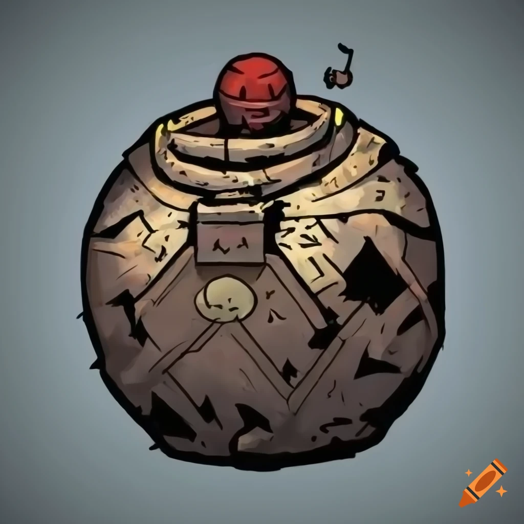 Dark-themed art of a small pouch of gunpowder in a ball shape on Craiyon