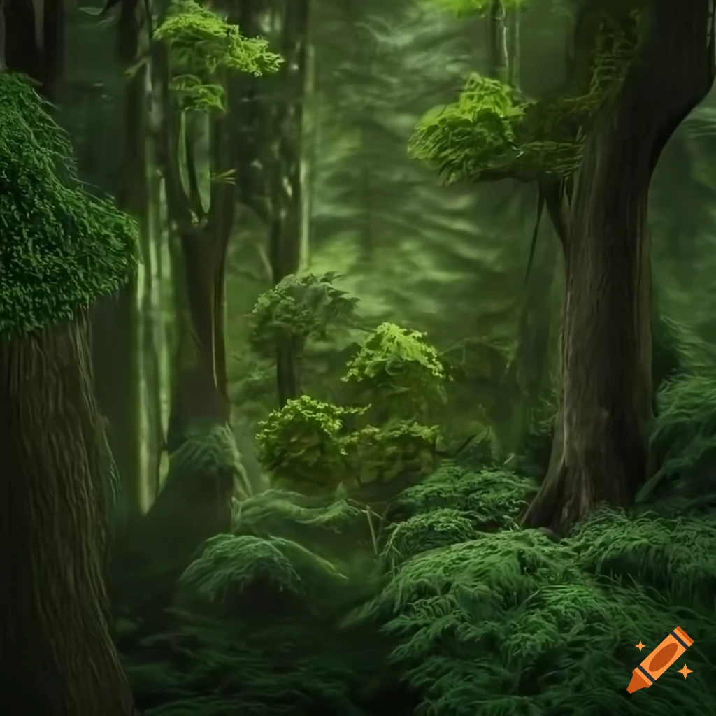 Lush greenery with plants and trees in hyperrealistic 4K HD on Craiyon