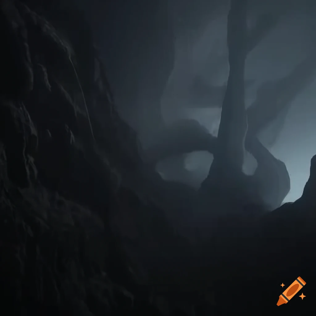 Climbing out of the 475th layer of Nark'Tuga in a fantasy realm on Craiyon