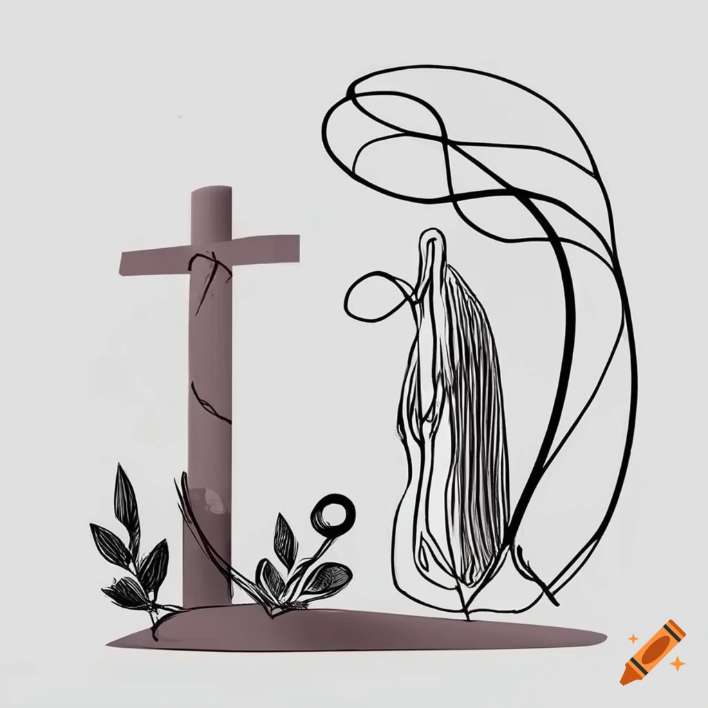 Minimalist abstract christian line drawing for easter sunday on Craiyon