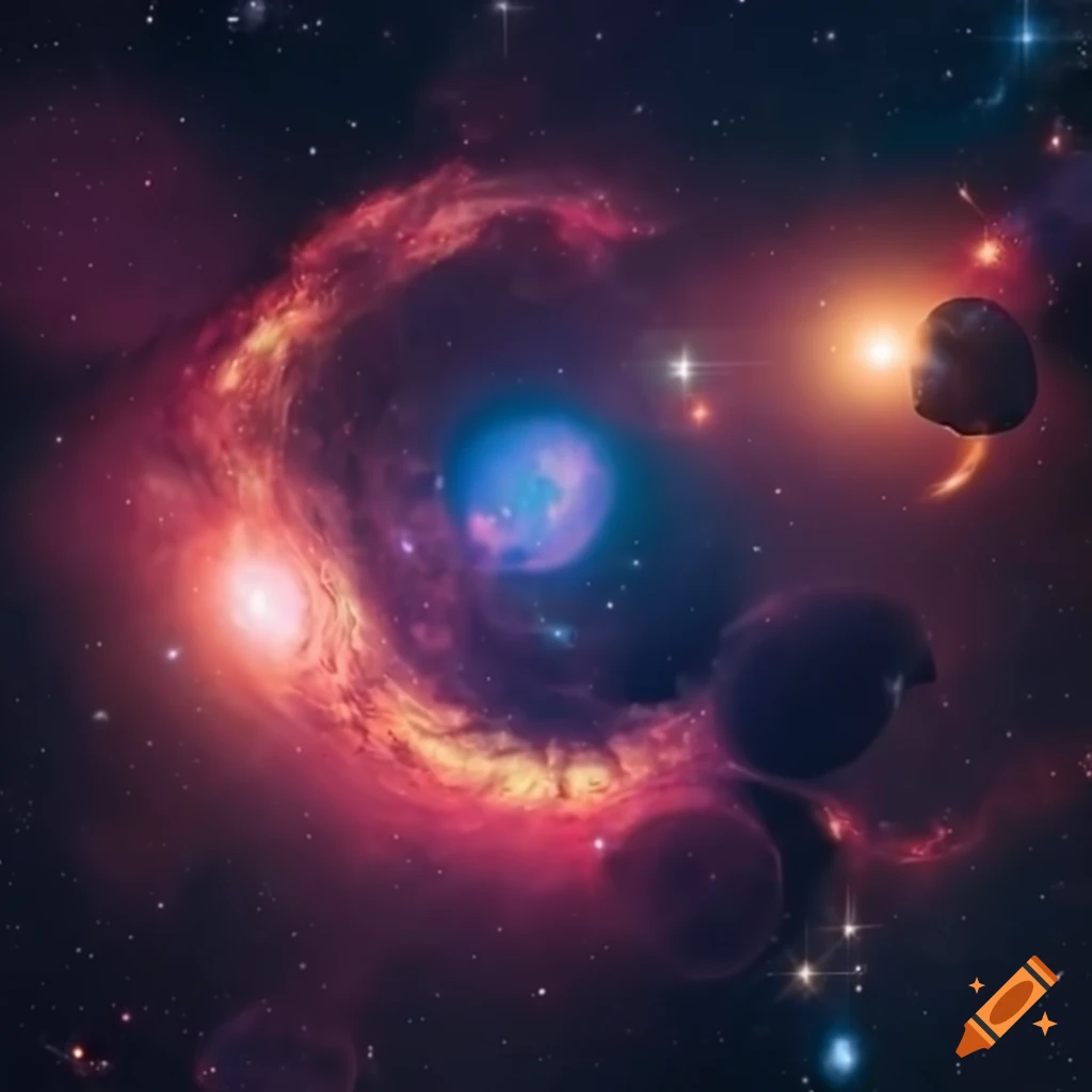 Deep outer space with a cosmic horror entity captured by a space telescope on Craiyon