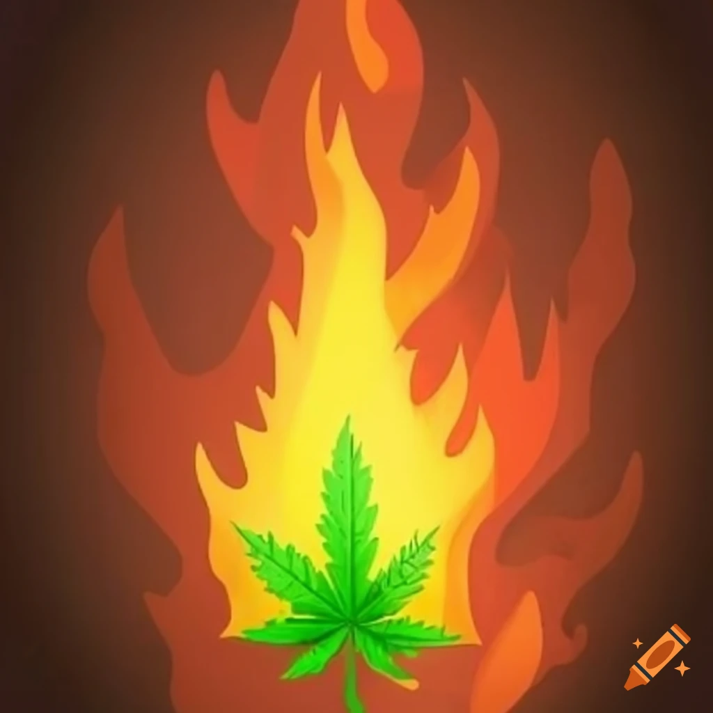 Emoji of a burning weed leaf on Craiyon