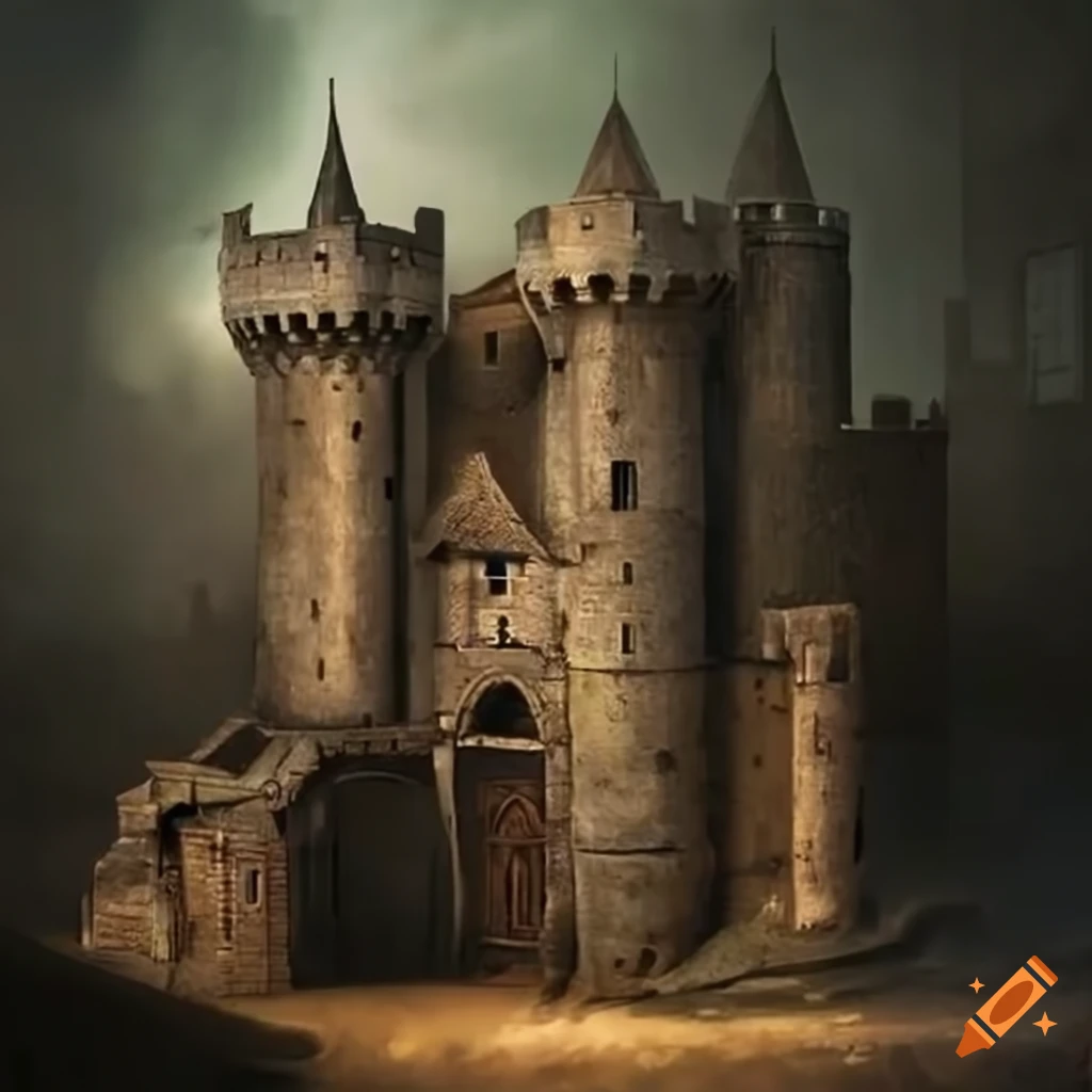 11th century european knight's castle with a strong gatehouse on Craiyon