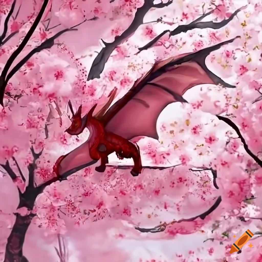 Flying cherry blossom dragon on Craiyon
