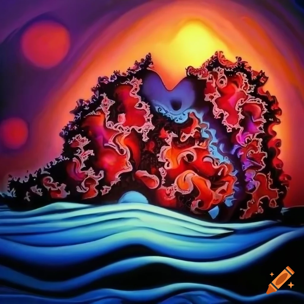 Abstract art featuring coral reef, graffiti, and mandelbrot patterns on ...