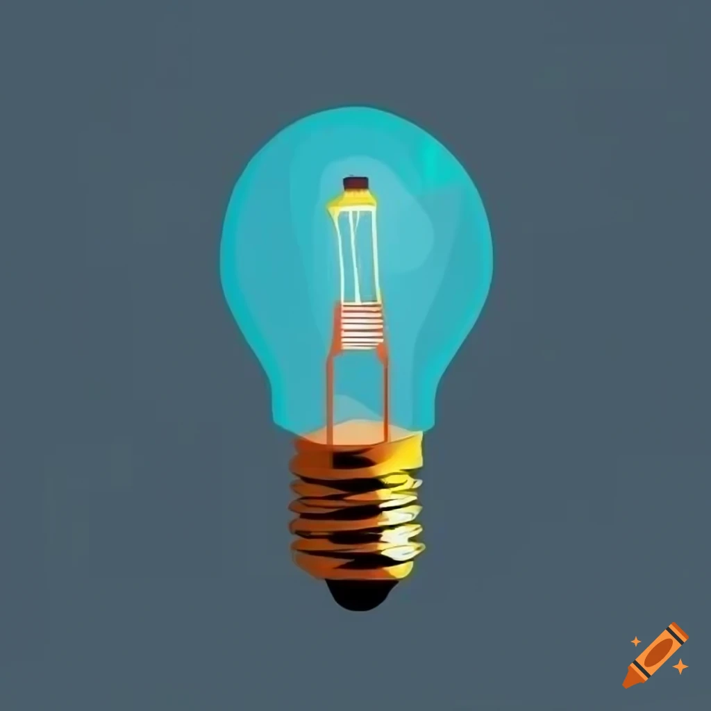 Isometric view of a line art light bulb on Craiyon