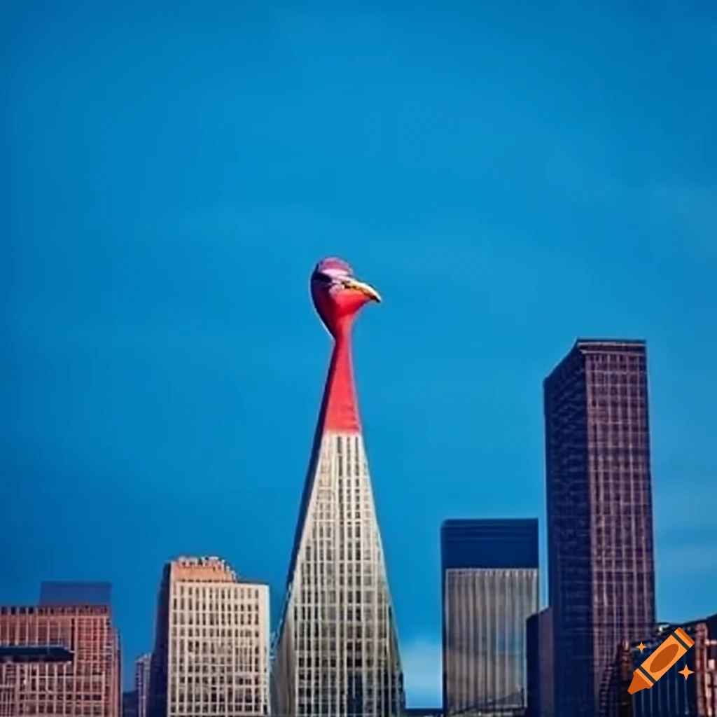 Cities in the sky with a giant bird flying on Craiyon