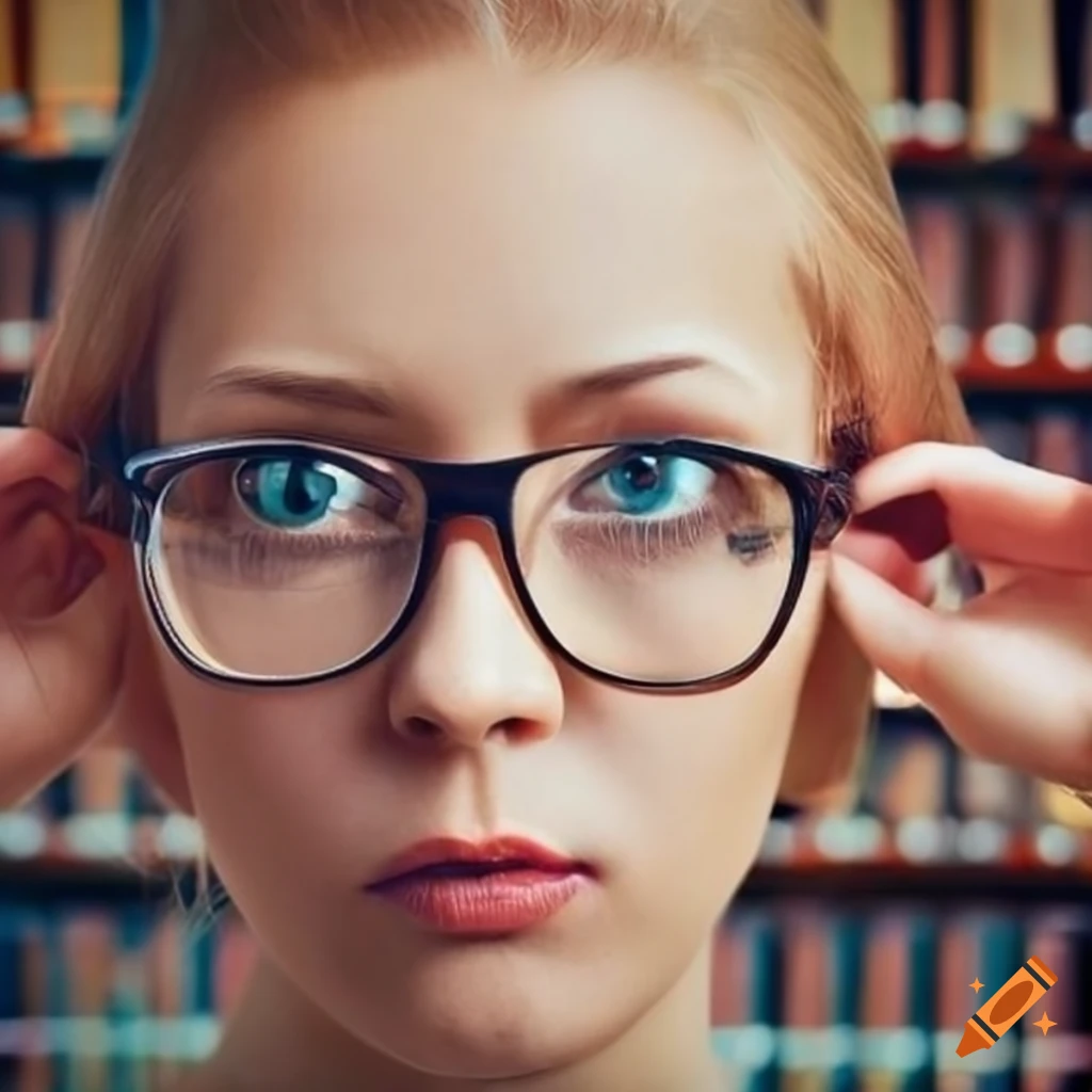 Closeup of a librarian wearing glasses on Craiyon