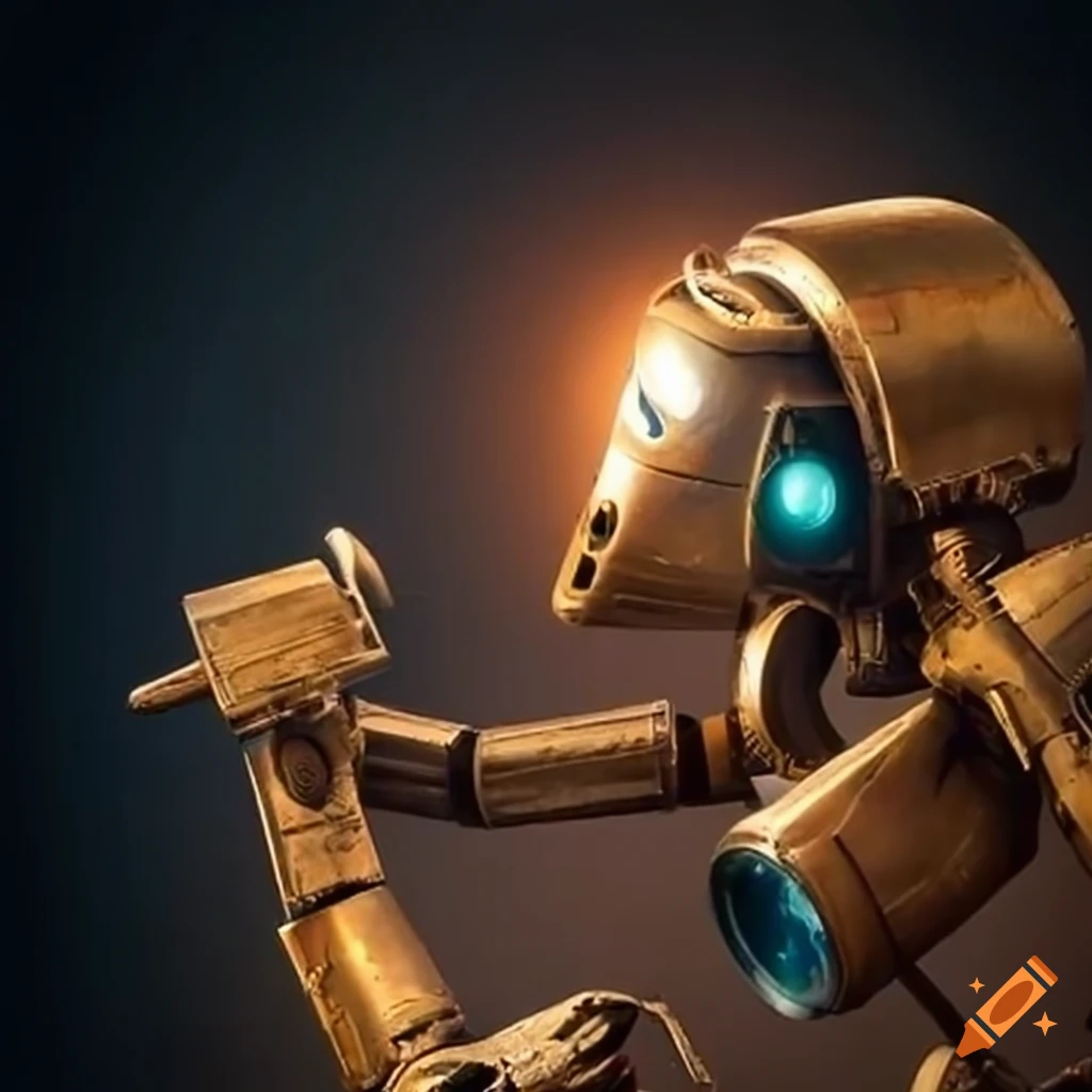 Robot excavating ancient spacecraft in Egypt on Craiyon