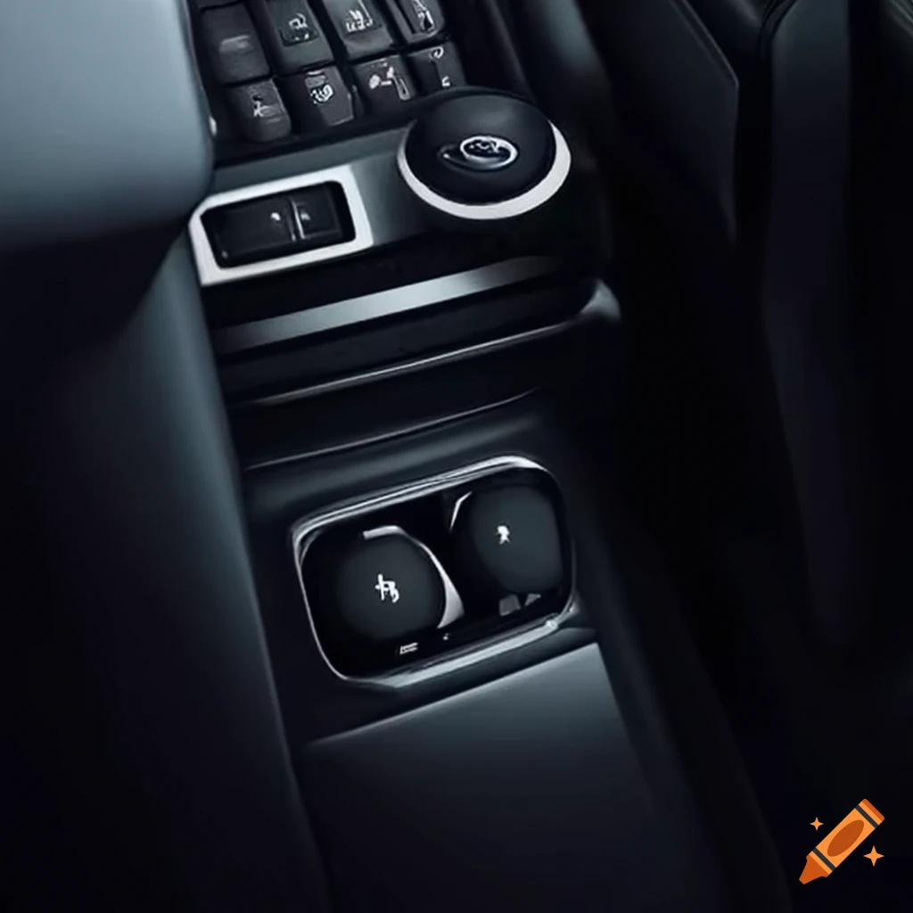 Ford Transit with highlighted interior switches and display on Craiyon