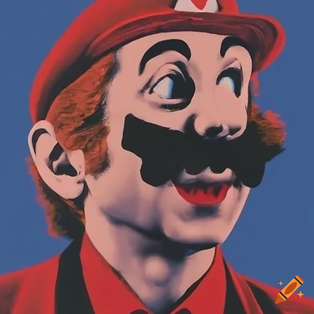 Super mario in an andy warhol style painting on Craiyon