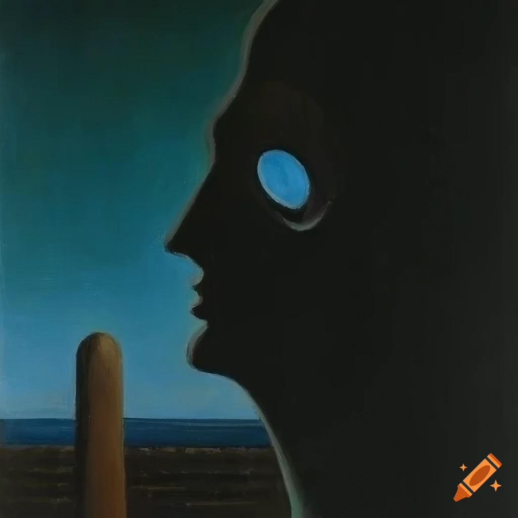 Surreal dinner scene with a focus on details inspired by Magritte on ...