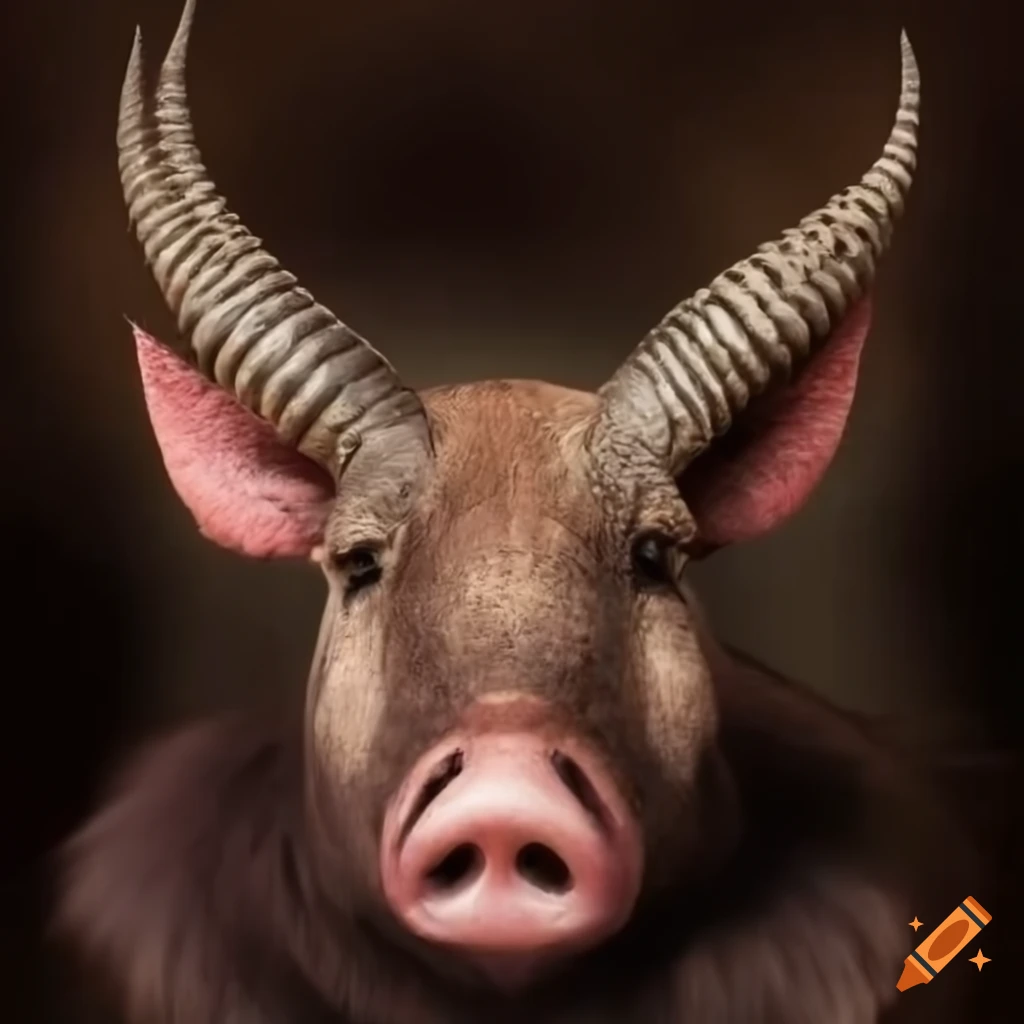 Créature with a pig head, lion cub body, and gazelle horns on Craiyon