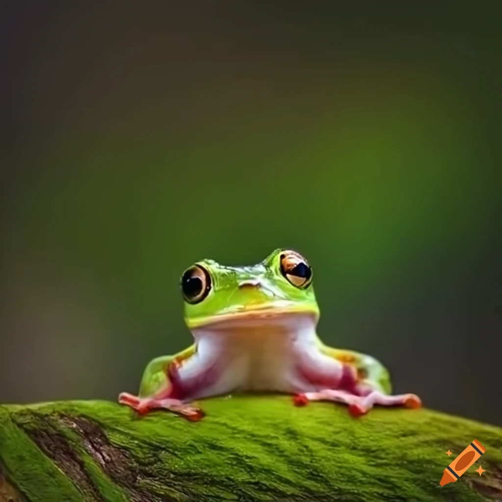 Cute frog sitting in a foggy environment on Craiyon