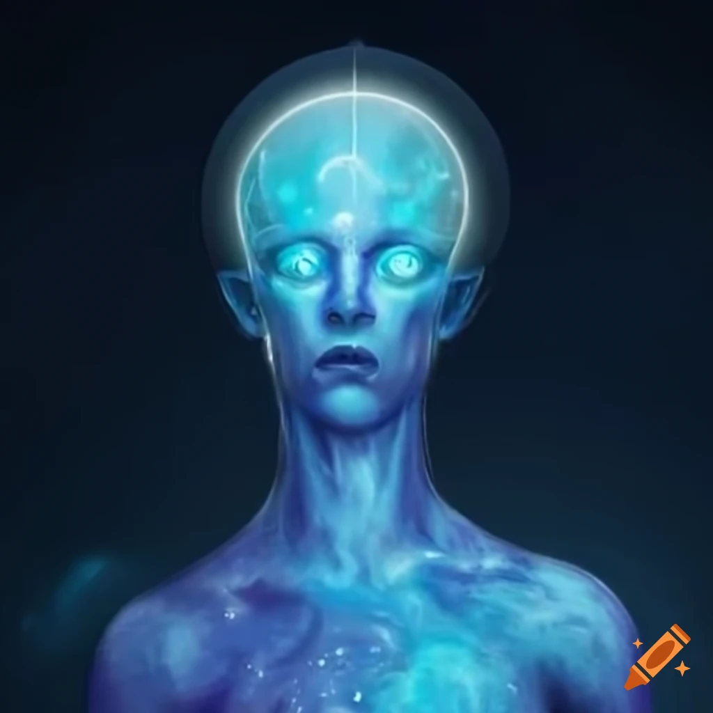 Ethereal humanoid with space and wispy elements on Craiyon