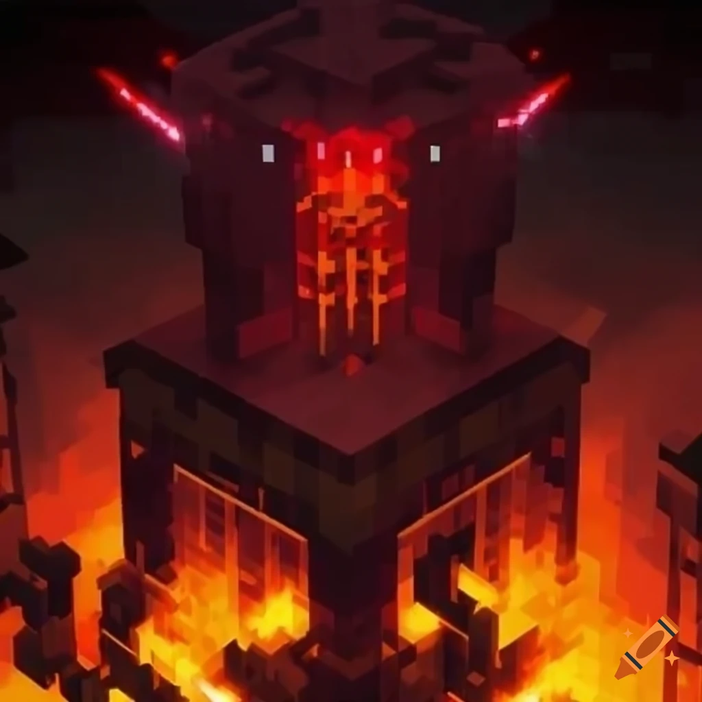 Hellfire forge multiblock in minecraft style on Craiyon