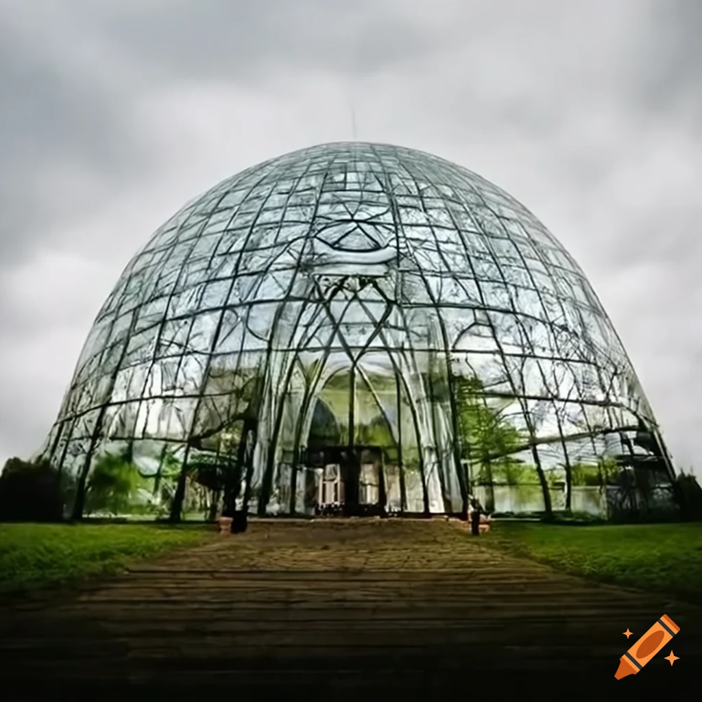 Giant glass dome jungle terrarium in the middle of London on Craiyon